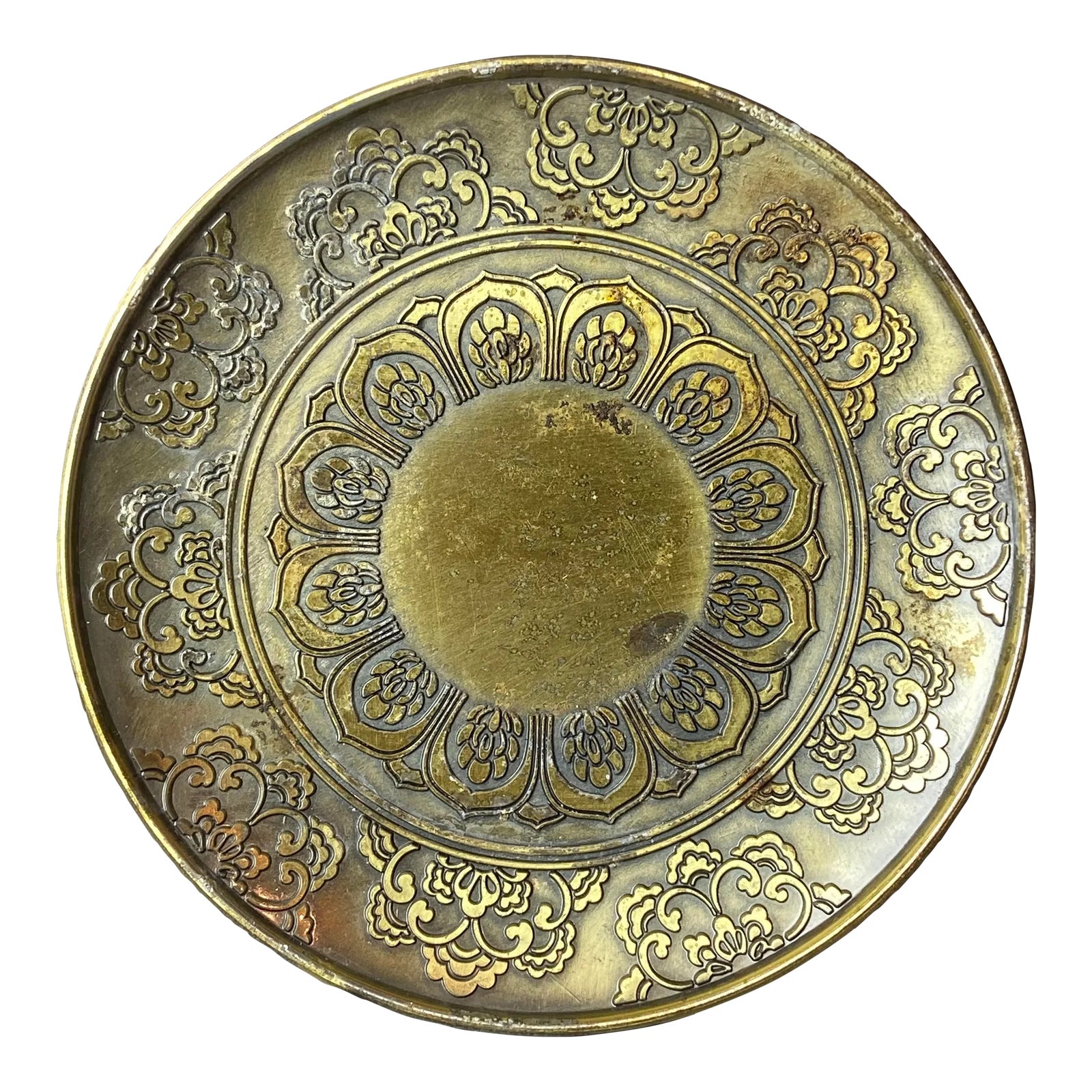 Mid 20th Century Incense Burner Tray Carved Buddhist Lotus and Coiling ...