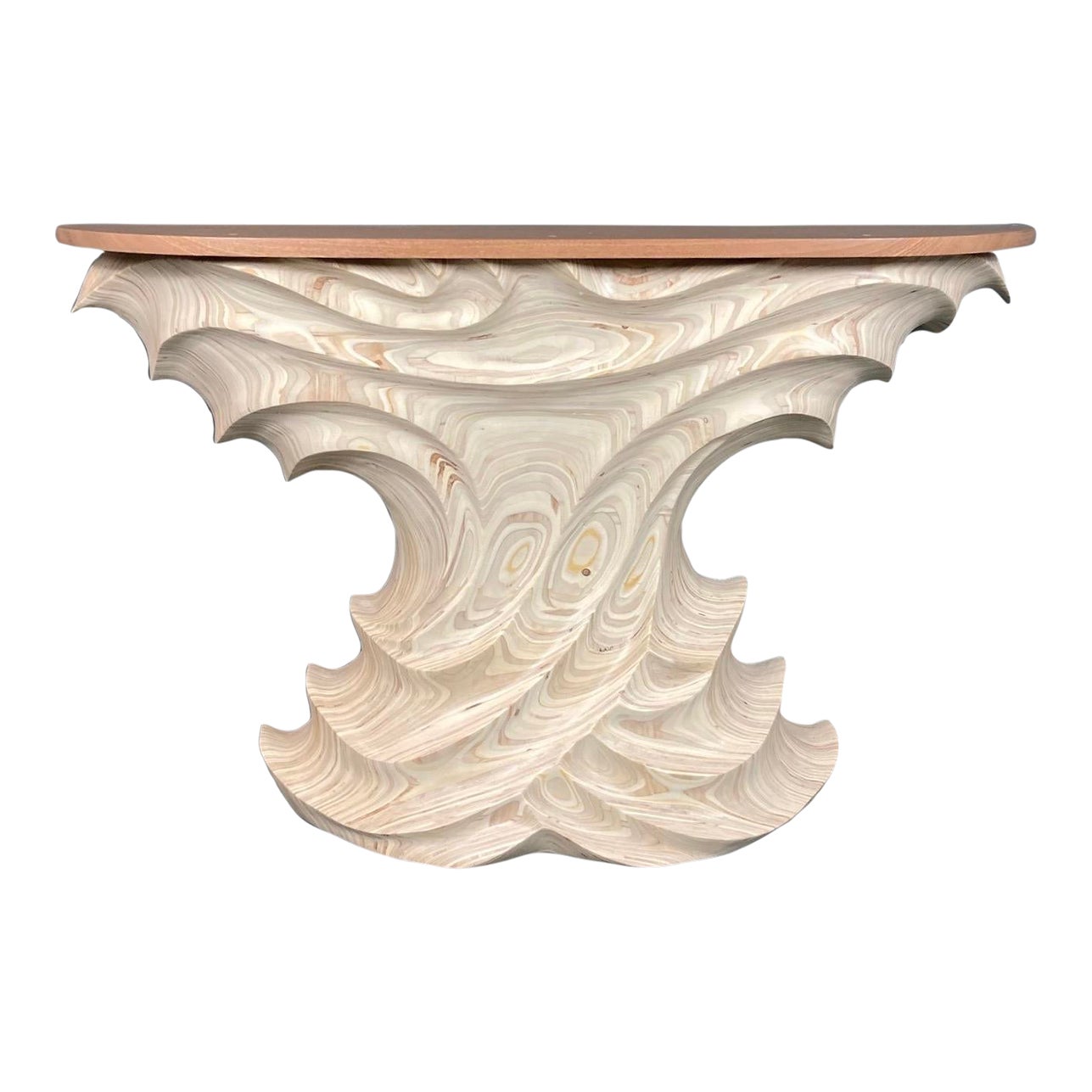 Stylized Carved Organic Modern Console Table | Chairish