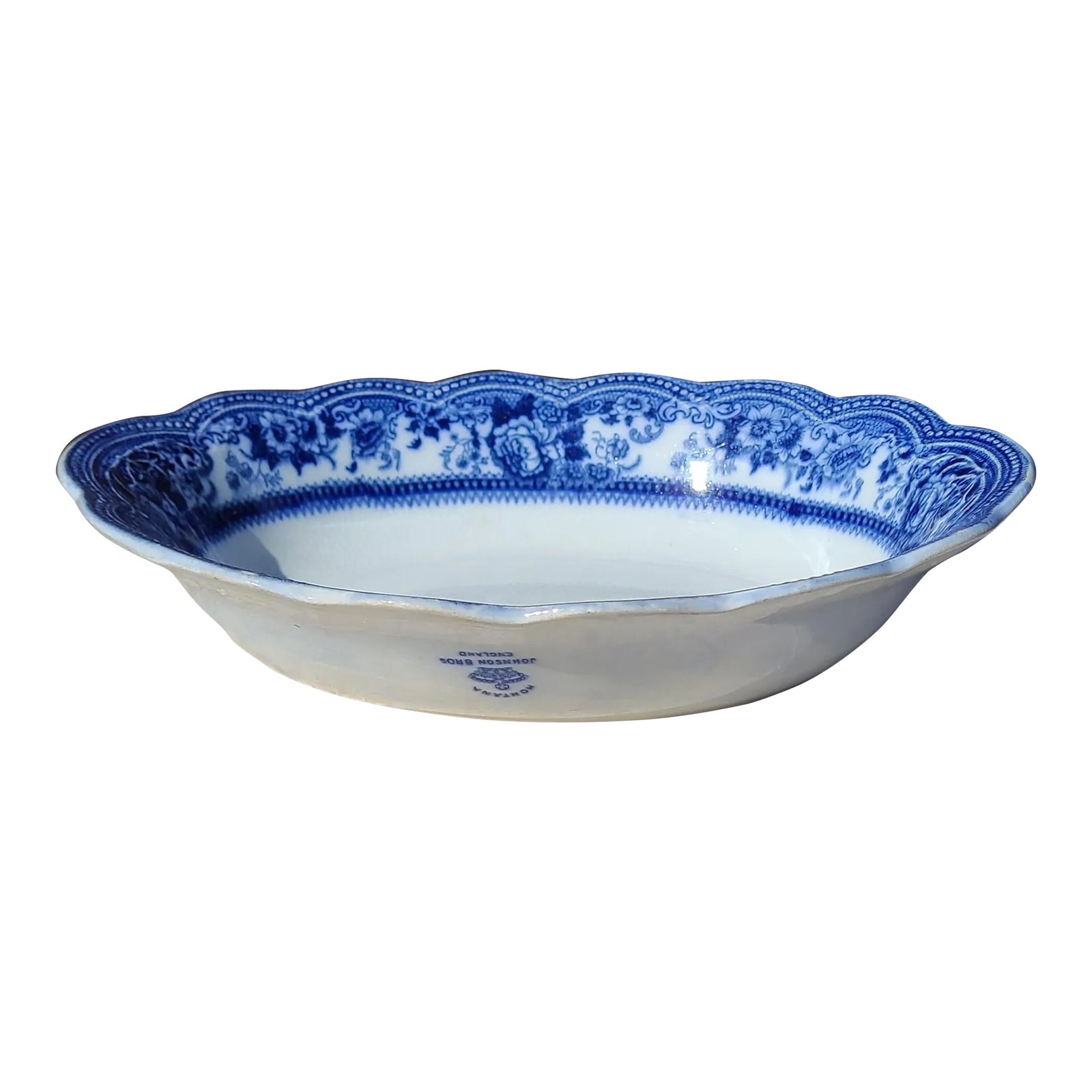 Antique Johnson Brothers Flow Blue Montana Pattern Large Oval Vegetable ...