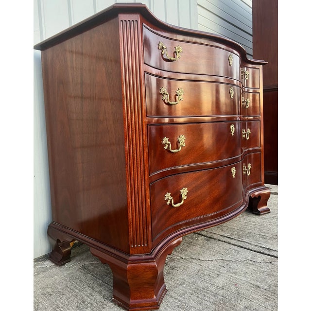 Vintage 1990s Kindel Serpentine Mahogany Georgian Chest Dresser | Chairish