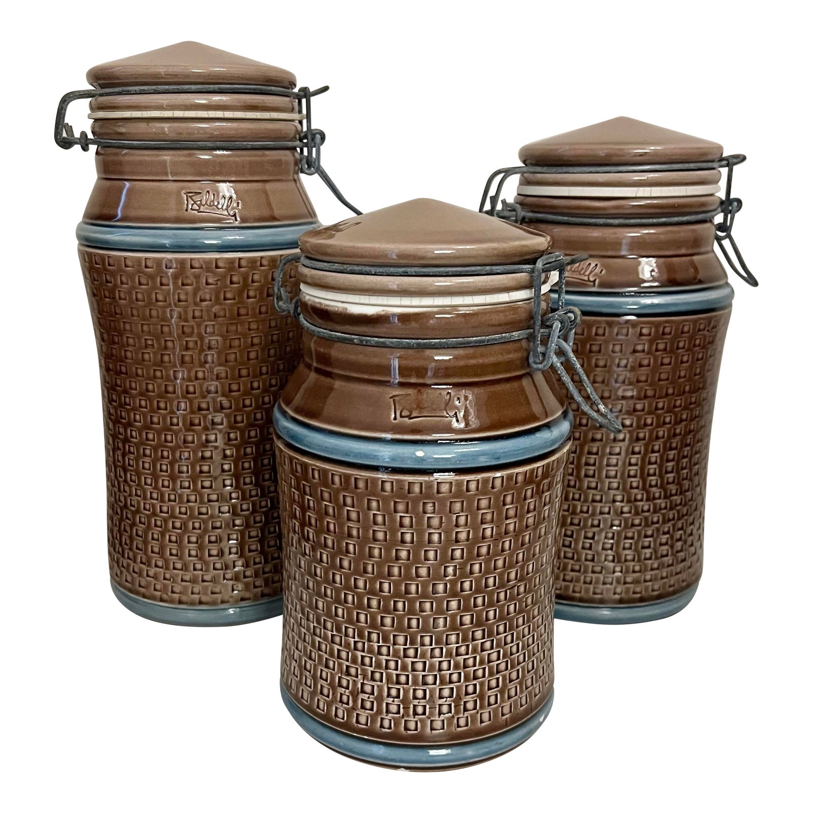 Mid Century Ceramic Italian Canister Signed Baldelli- Set of 3 | Chairish