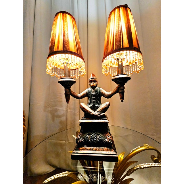 Vintage Late 20th Century Maitland Smith Attributed Bellhop Monkey Dual ...