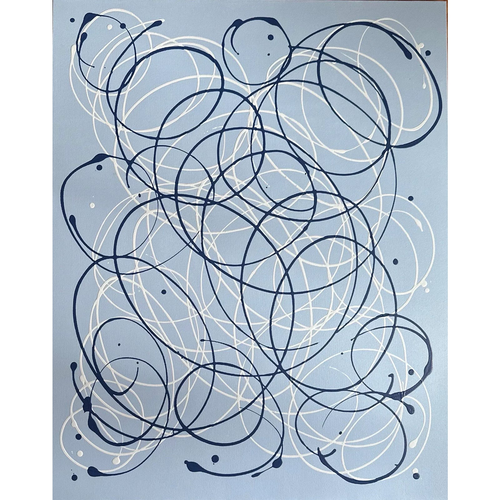 Erin Simon Original “Imperfections” in Light Blue With Navy Blue and ...