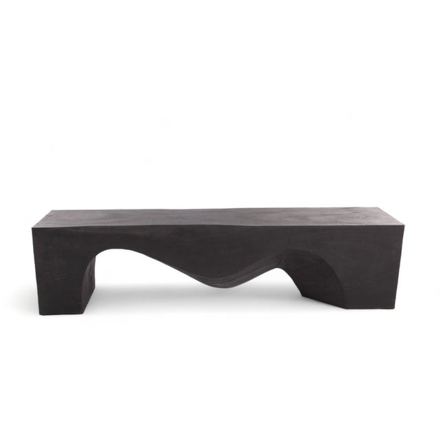71" Inch Long Modern Black Sculpture Bench - 3 | Chairish