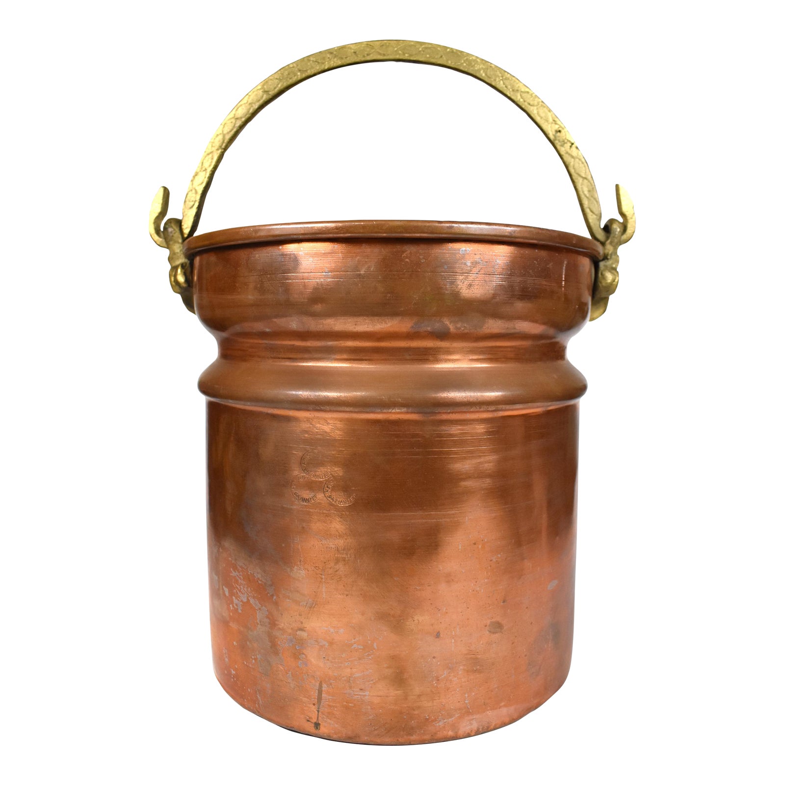Mid 20th Century Turkish Solid Copper Bucket With Brass Handle | Chairish