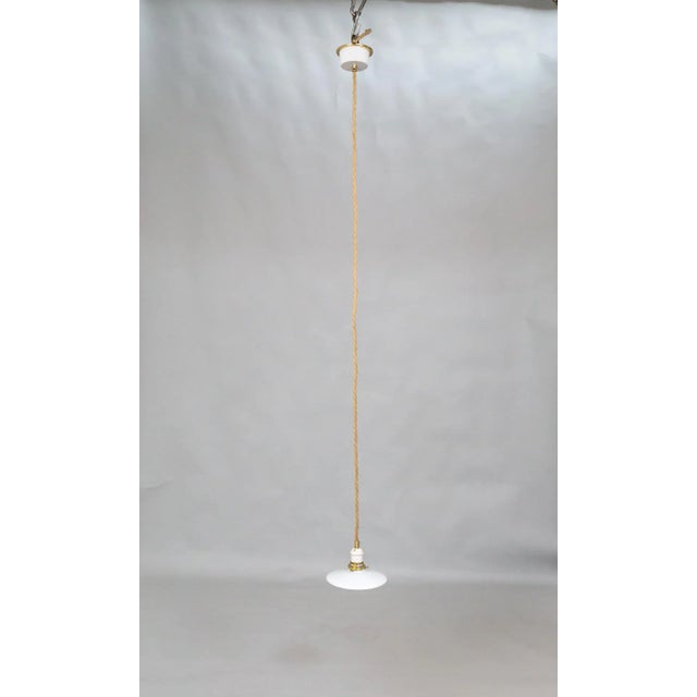 Contemporary Hanging Rope Light With Milk Glass Shade | Chairish