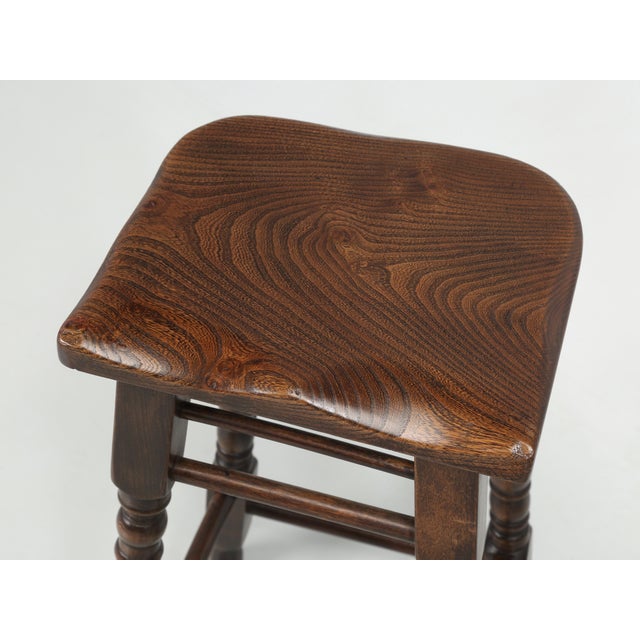 Pair of Irish Elm Wood Saddle Seat Stools Perfect for American Kitchen ...