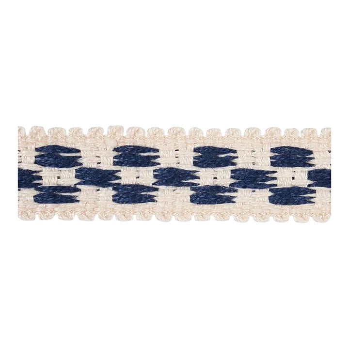 Sample - Schumacher Crawford Check Tape Narrow in Indigo | Chairish