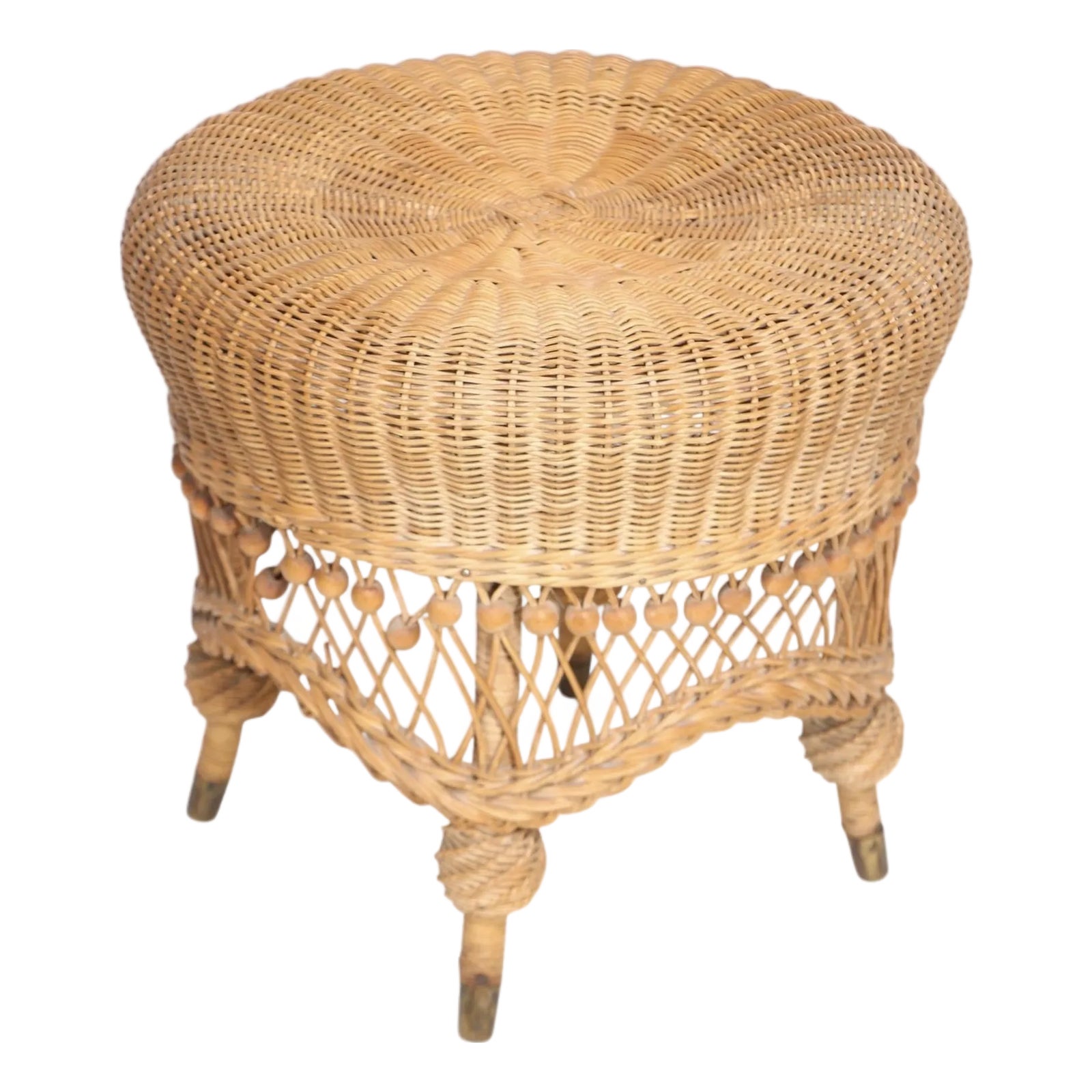 Antique Heywood Brothers Wicker Vanity Stool Ottoman Pouf Circa 1880 ...