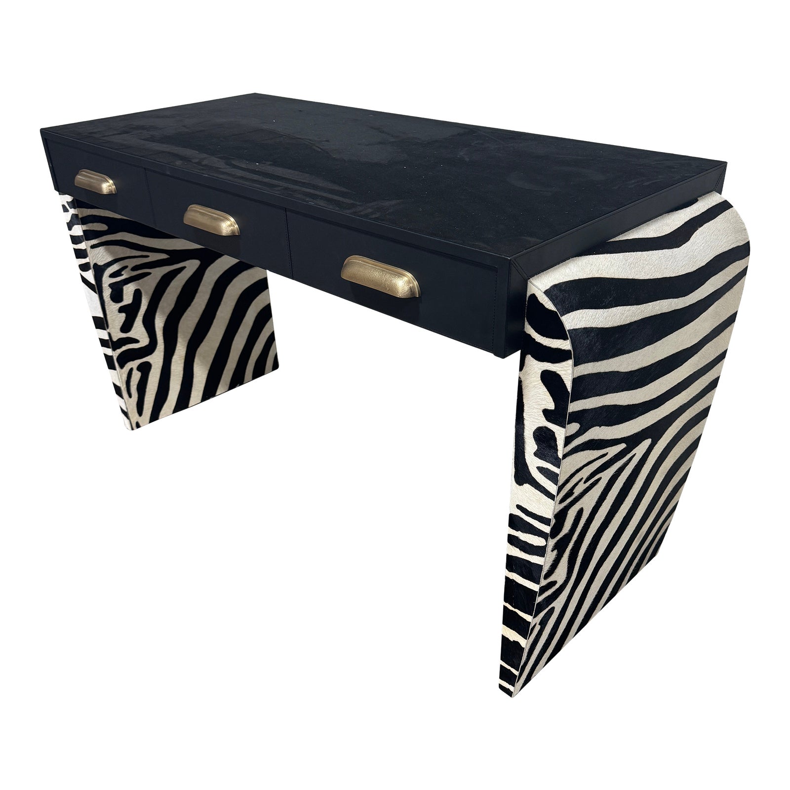 Chelsea House Zebra Stamped Hide Desk | Chairish