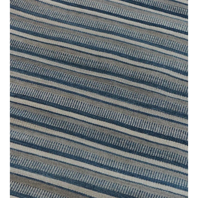 Modern Handwoven Blue Striped Flatweave Rug | Chairish