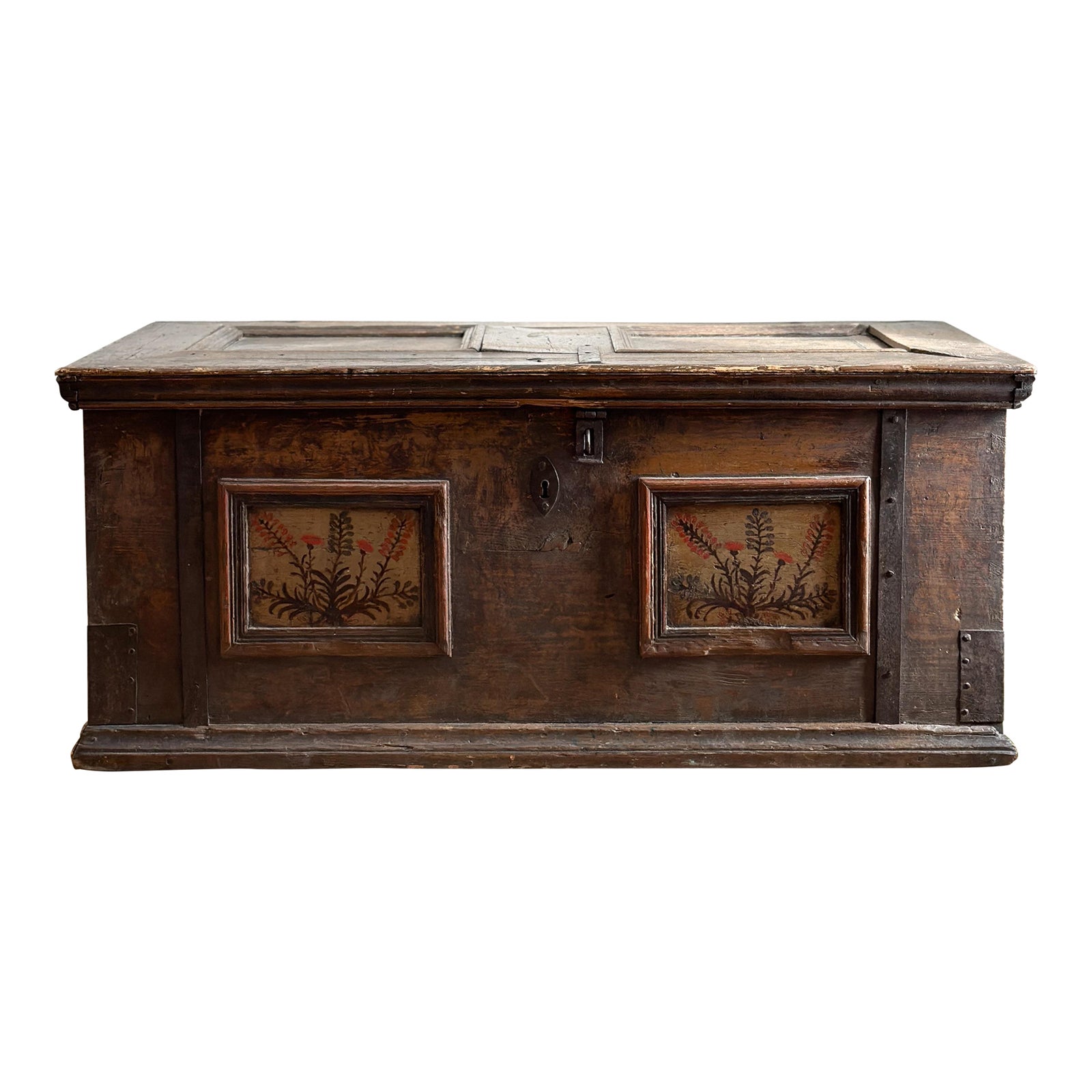 18th Century Antique Hand Painted European Dowry Trunk/Chest | Chairish