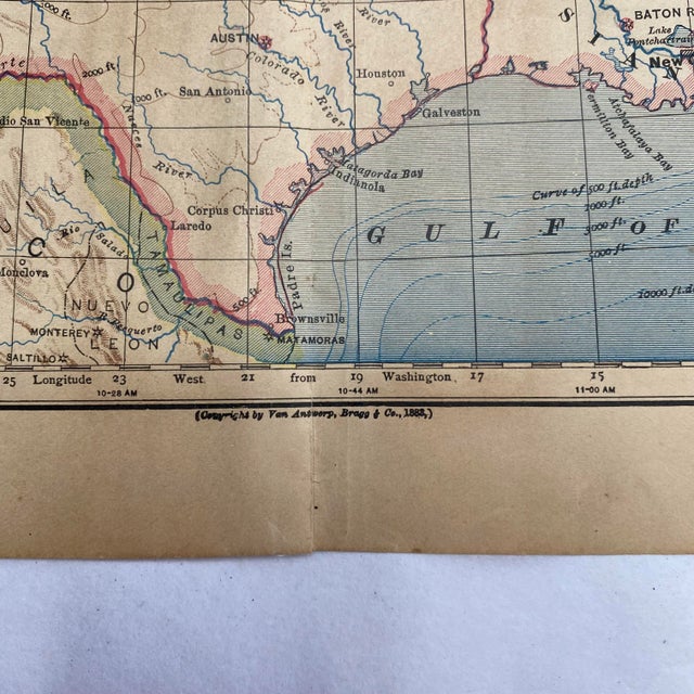 1883 Antique United States Map | Chairish