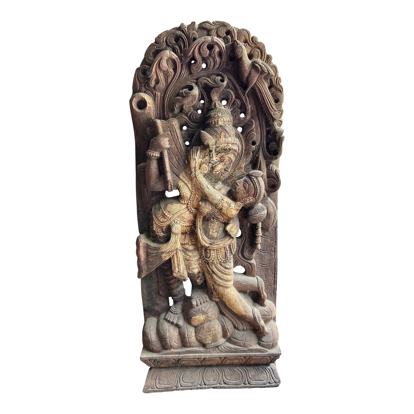 Antique Wooden Goddess Statue | Chairish