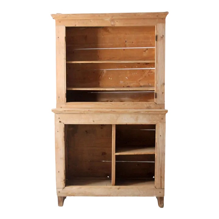 Antique Rustic Pine Hutch Cabinet | Chairish