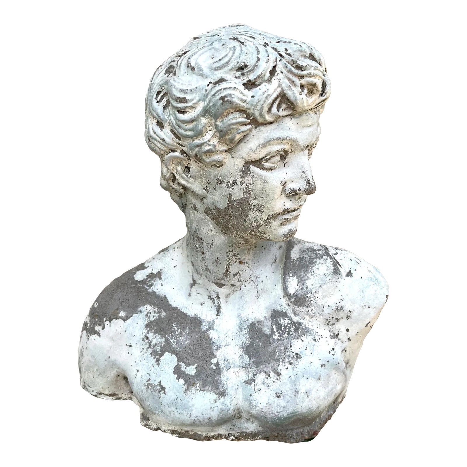 Vintage David Cast Concrete Statuary Bust | Chairish