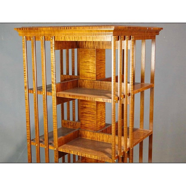 Antique Large Rotating Wood Book Case Bookshelf | Chairish