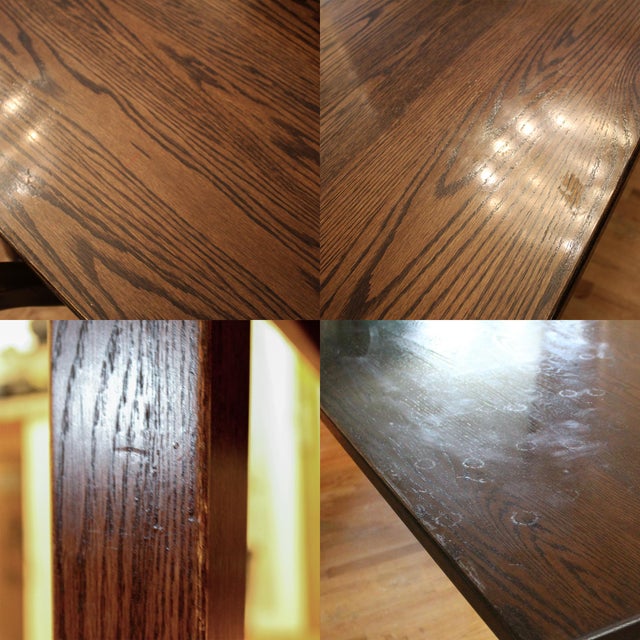 2000s Narrow Shaker Style Dark Oak Dining Table With Slim Tapered Legs ...