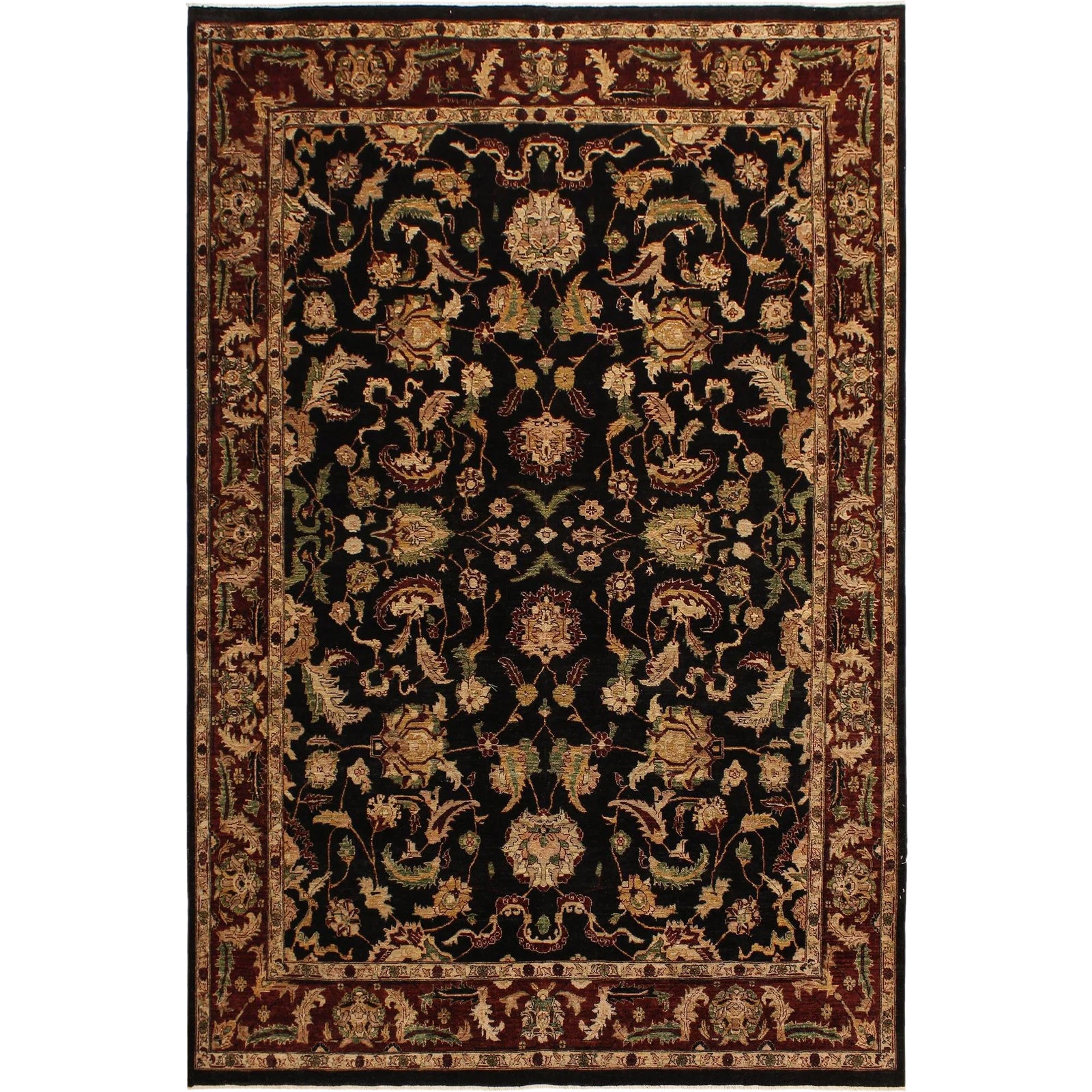 Shabby Chic Kafkaz Black/Dark. Red Wool Rug -8'11 X 11'4 | Chairish
