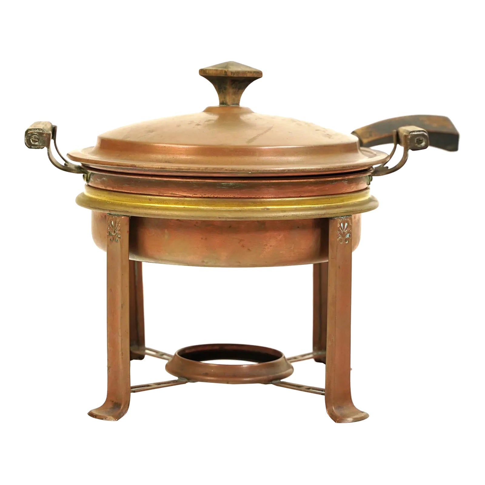 1960s Copper & Brass Double Boil Chafing Dish | Chairish
