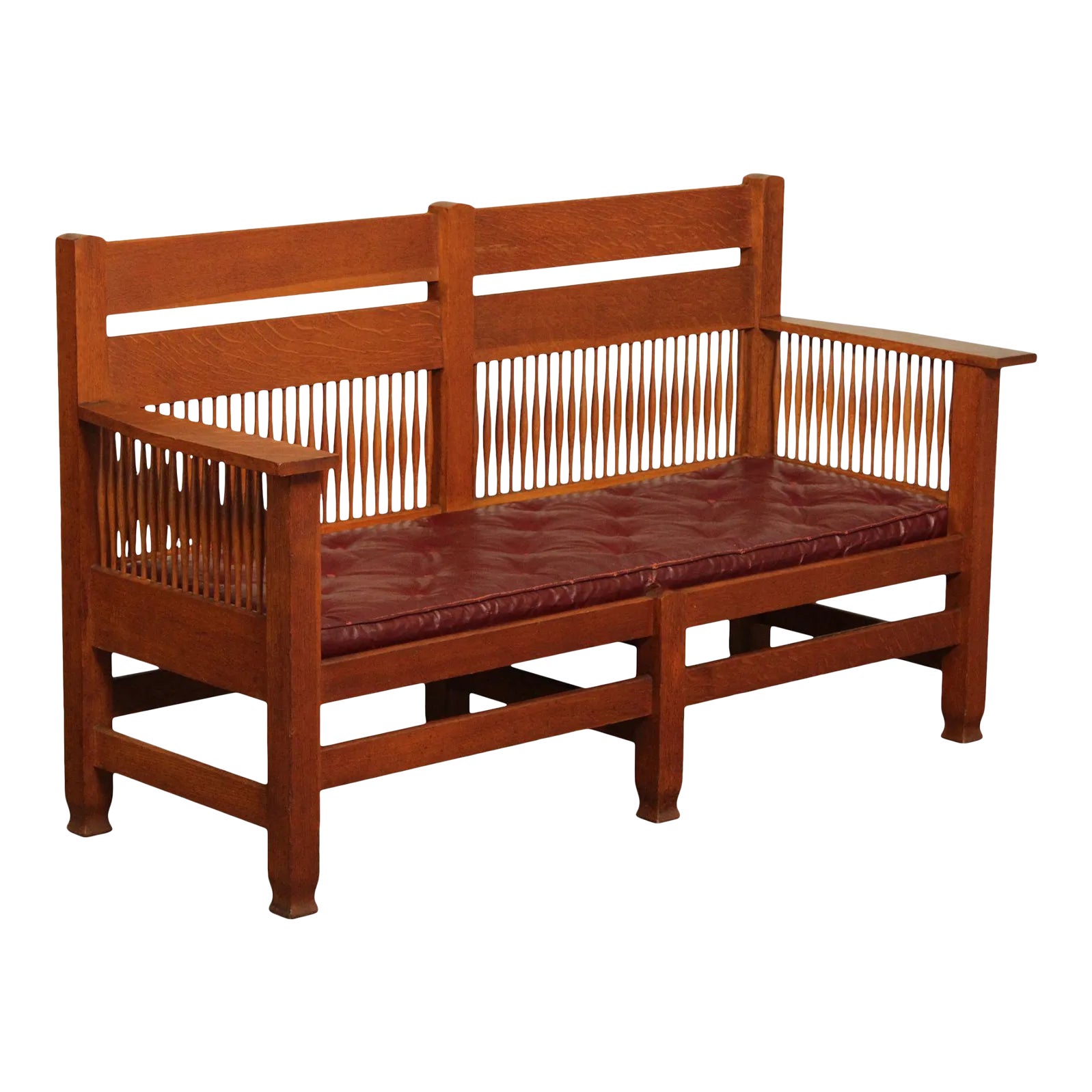 Antique Arts and Crafts Period Oak Settle Bench | Chairish