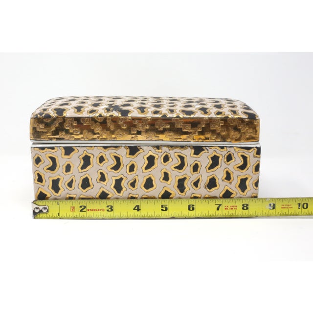 Vintage Hand-Painted Ceramic Gold Leopard Cheetah Pattern Lidded Box ...