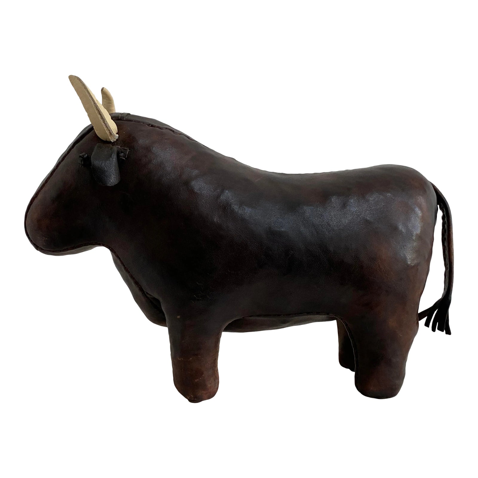 Vintage Leather Bull Figurine by Scully and Scully | Chairish