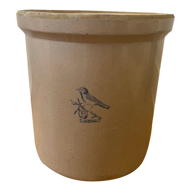 1930s Five Gallon Crock With Blue Bird | Chairish