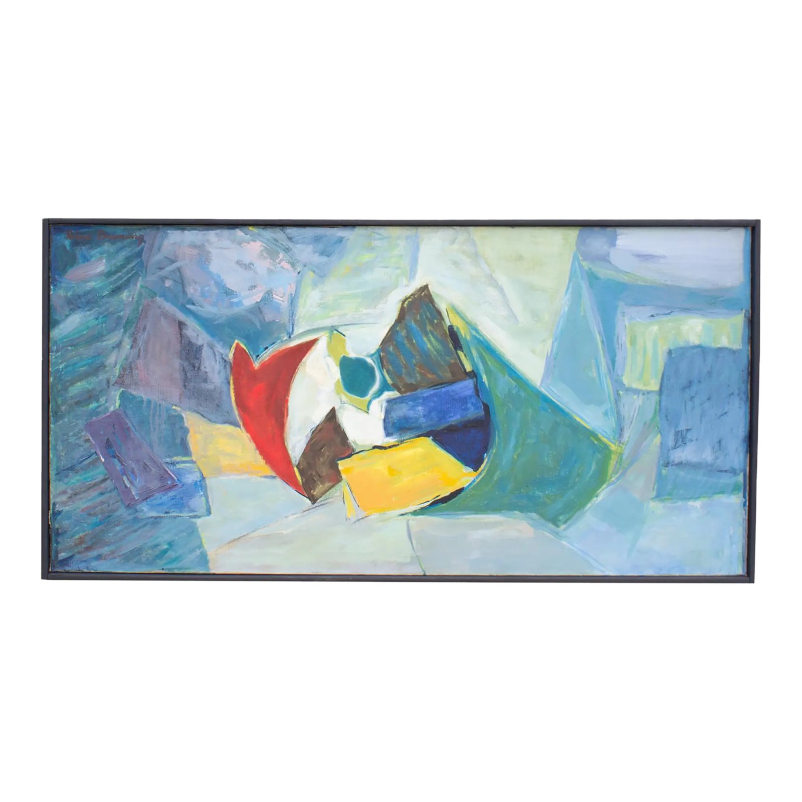 Signed Oil on Canvas Abstract Painting by Peter Bruning | Chairish