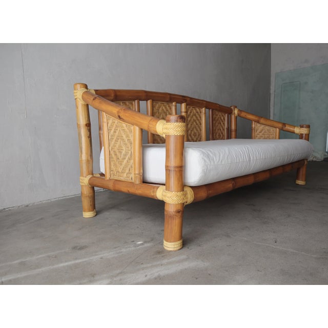 Vintage Oversized Stacked Bamboo Daybed | Chairish