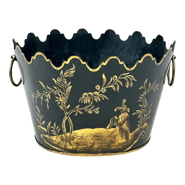 Vintage Chinoiserie Toleware Cachepot | Chairish