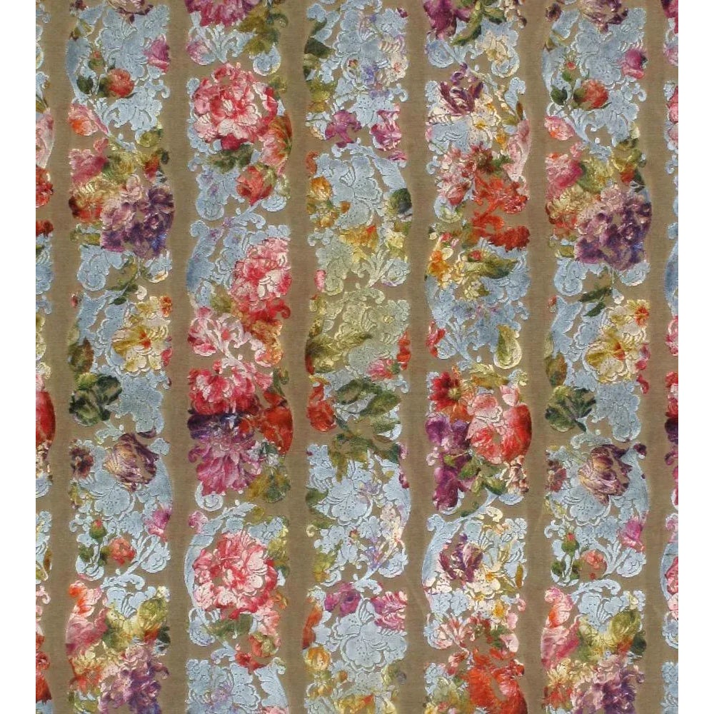 The House of Scalamandré Jardin Colbert Fabric, Blue Satin | Chairish