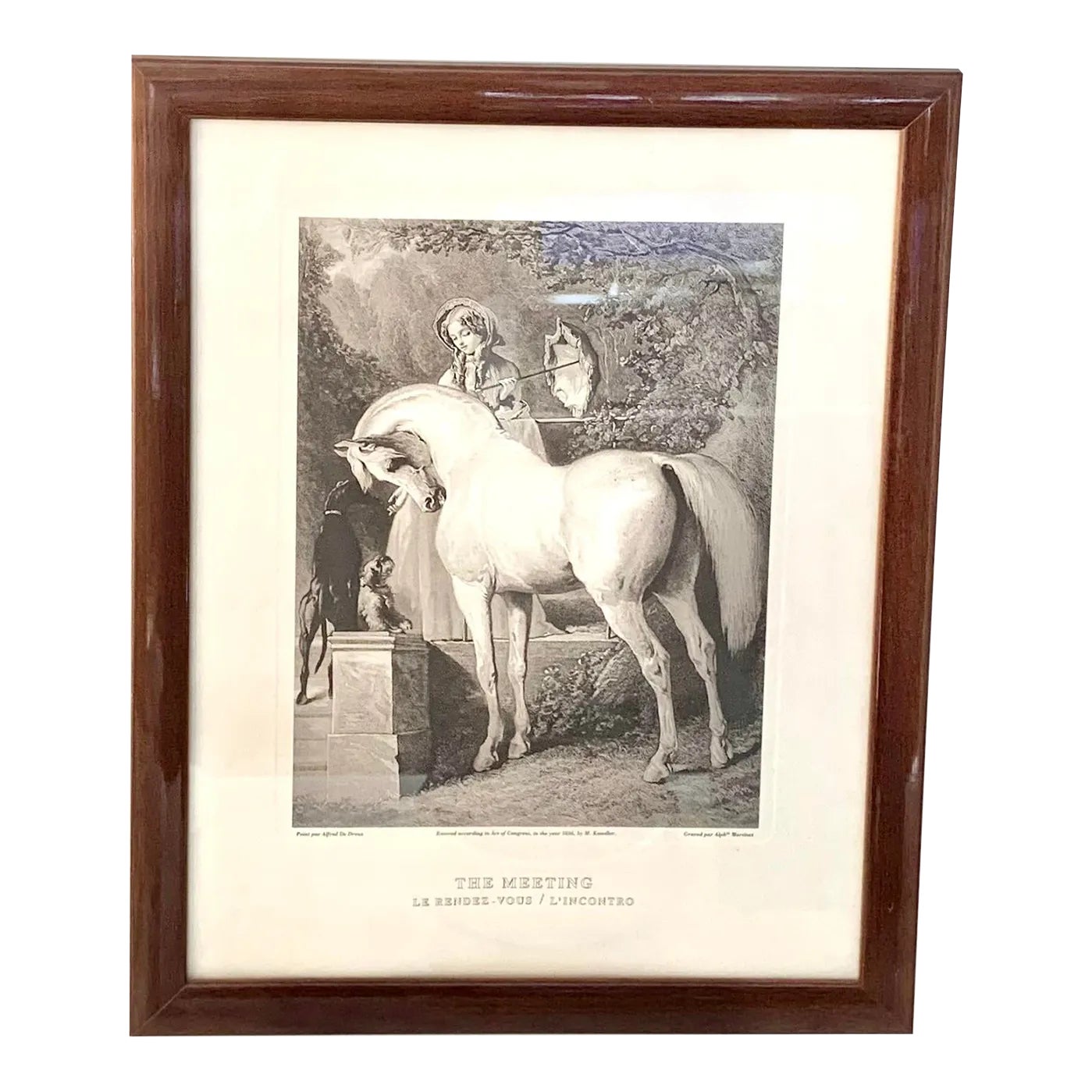 Mid 19th Century Rare Engraving of an Alfred De Dreux Painting "The ...