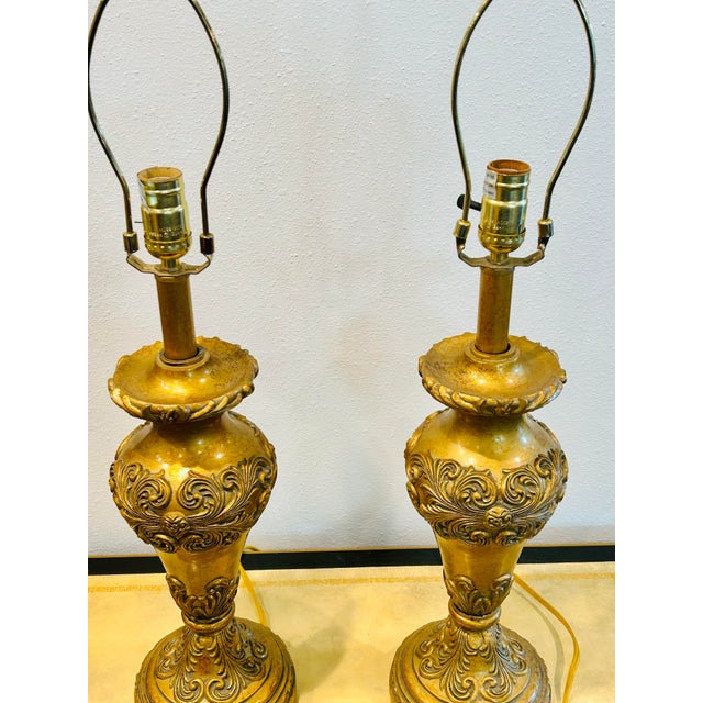 Late 20th Century Pair Berman Hollywood Regency Gilded Lamps | Chairish