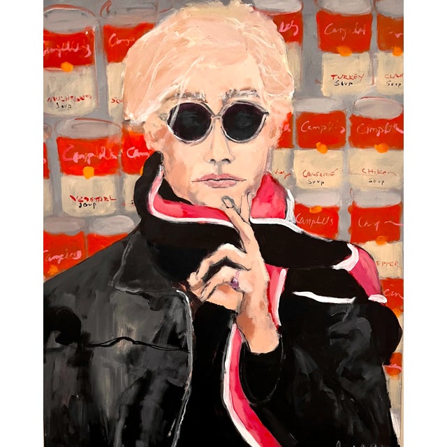 "Warhol" Contemporary Original Pop Art Portrait Painting by Sandy Welch | Chairish