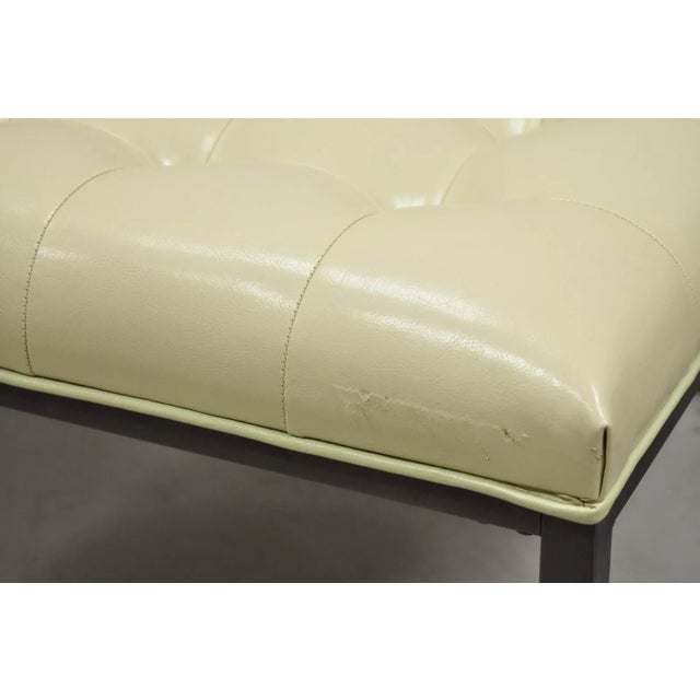 Modern Pearl Bonded Leather Steel Frame Button Tufted Square Cocktail