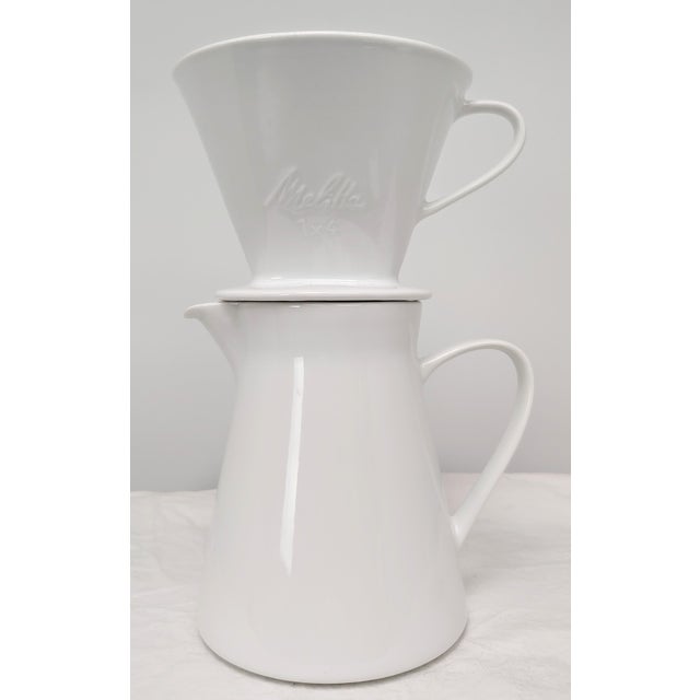 Melitta White Porcelain Coffee Filter and Carafe Set, Set of 2 | Chairish