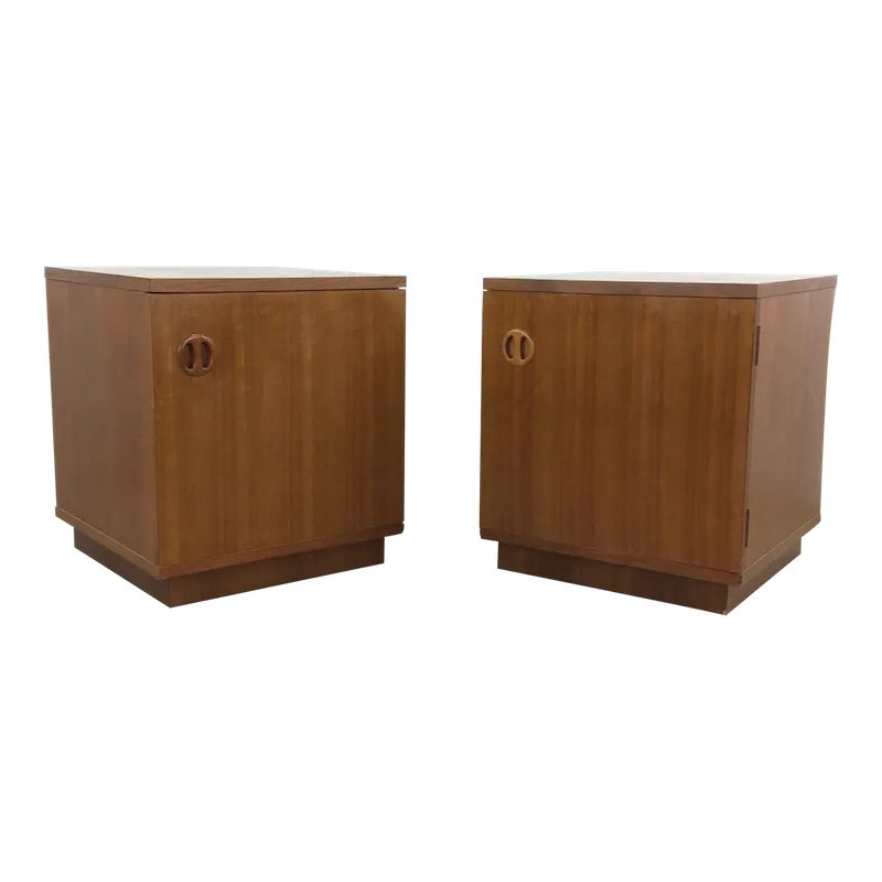 Danish Modern Teak End Tables With Storage Cabinet - a Pair | Chairish