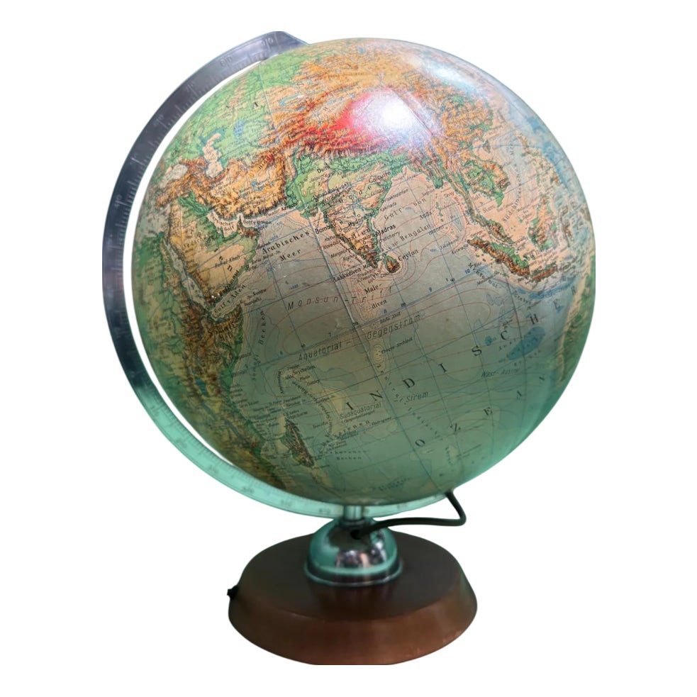 Vintage German Glass Globe Lamp by JRO Globus Munchen, 1960s | Chairish