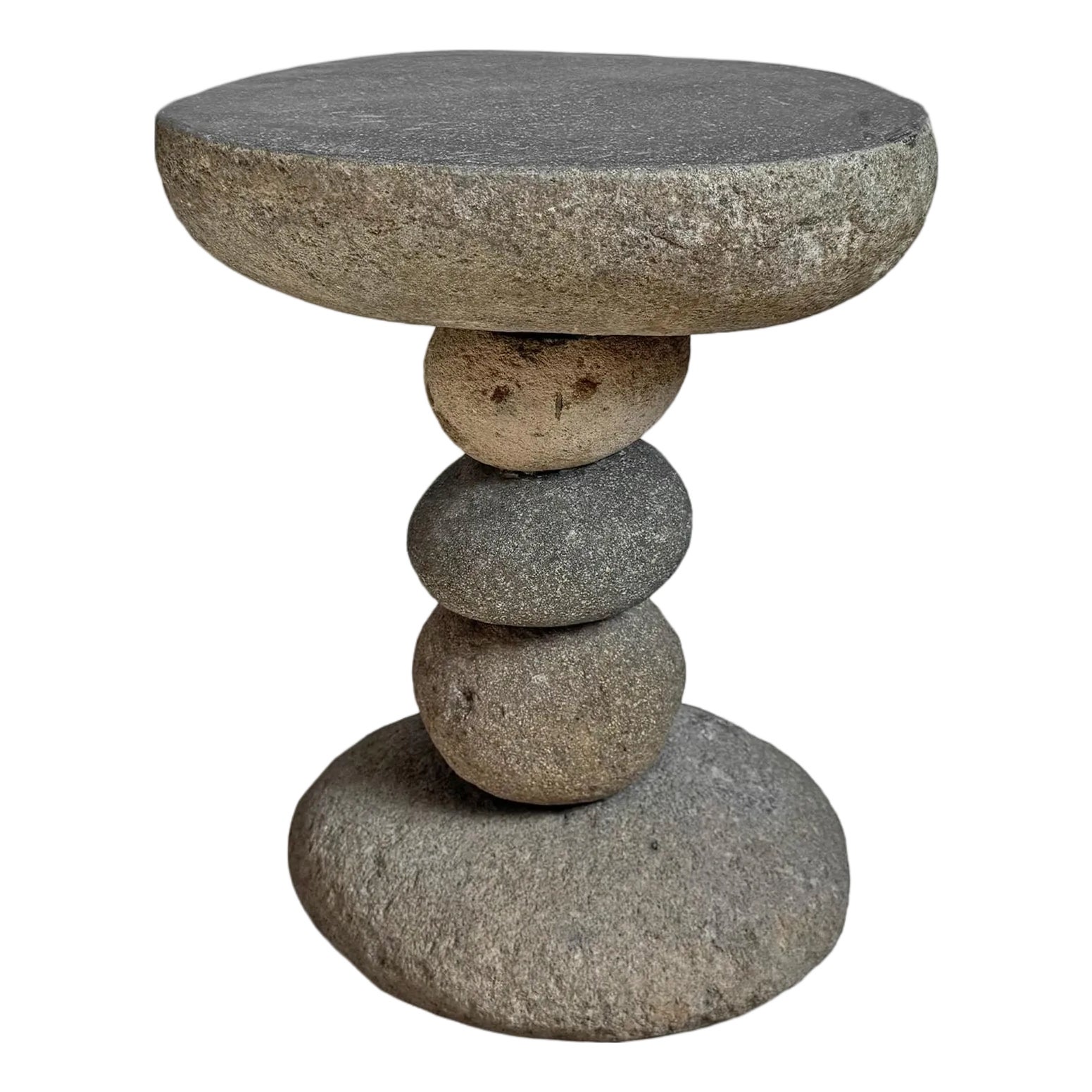 Outdoor River Rock Stack Side Table Stool | Chairish