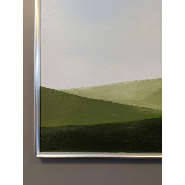 Mid-Century Modern Swedish "Verdant Slopes" Vintage Abstract Landscape ...