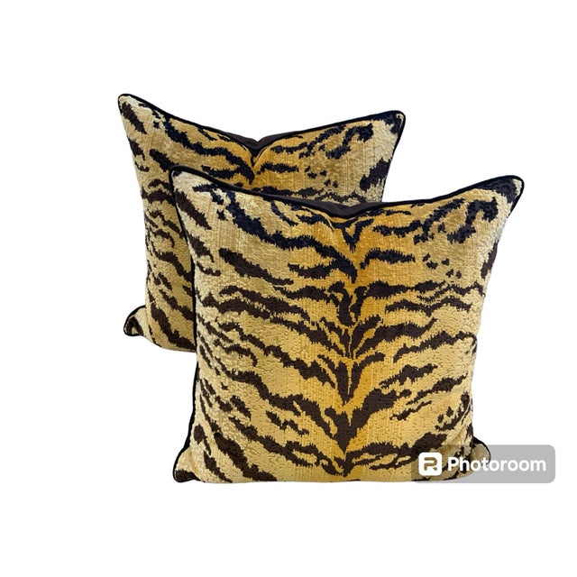 Pair of Custom Tiger Print Pillows | Chairish
