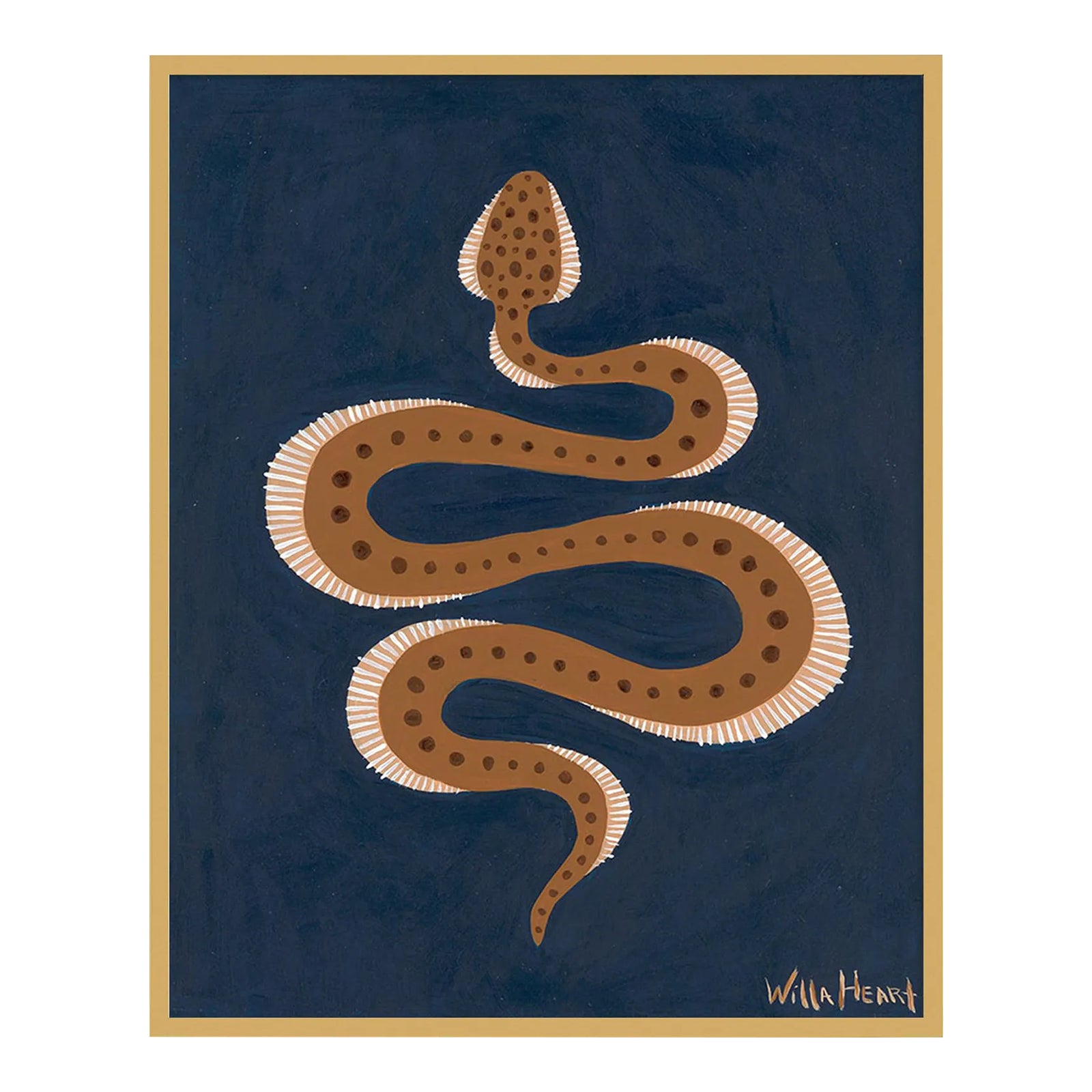 Pretzel the Snake by Willa Heart in Gold Frame, Large Art Print | Chairish