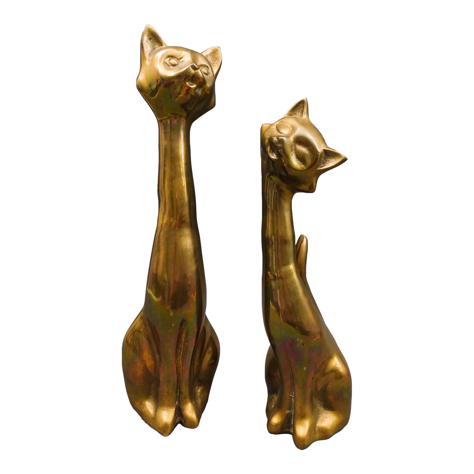 Vintage Mid Century Modern Stylized Siamese Cats Brass Figurine ...