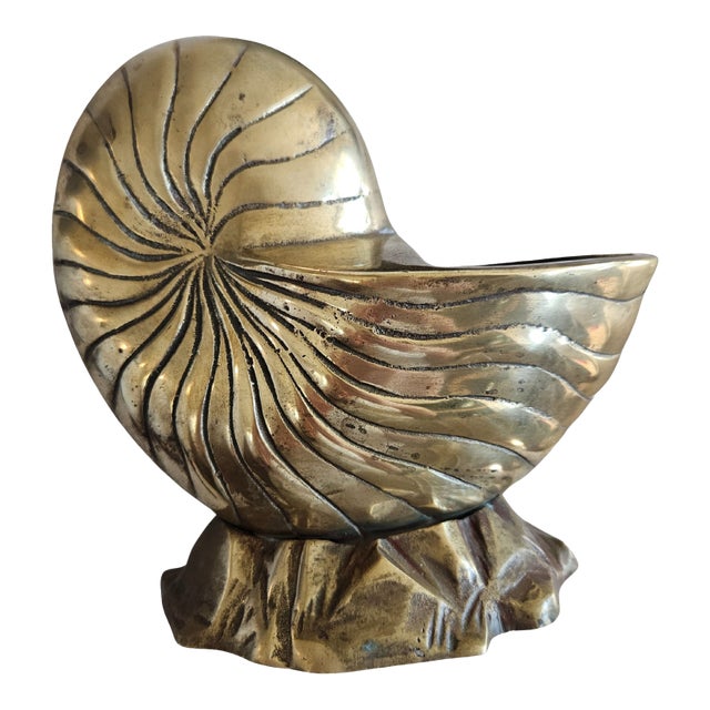Solid Brass Seashell Planter – Mid-Century Modern Vintage | Chairish