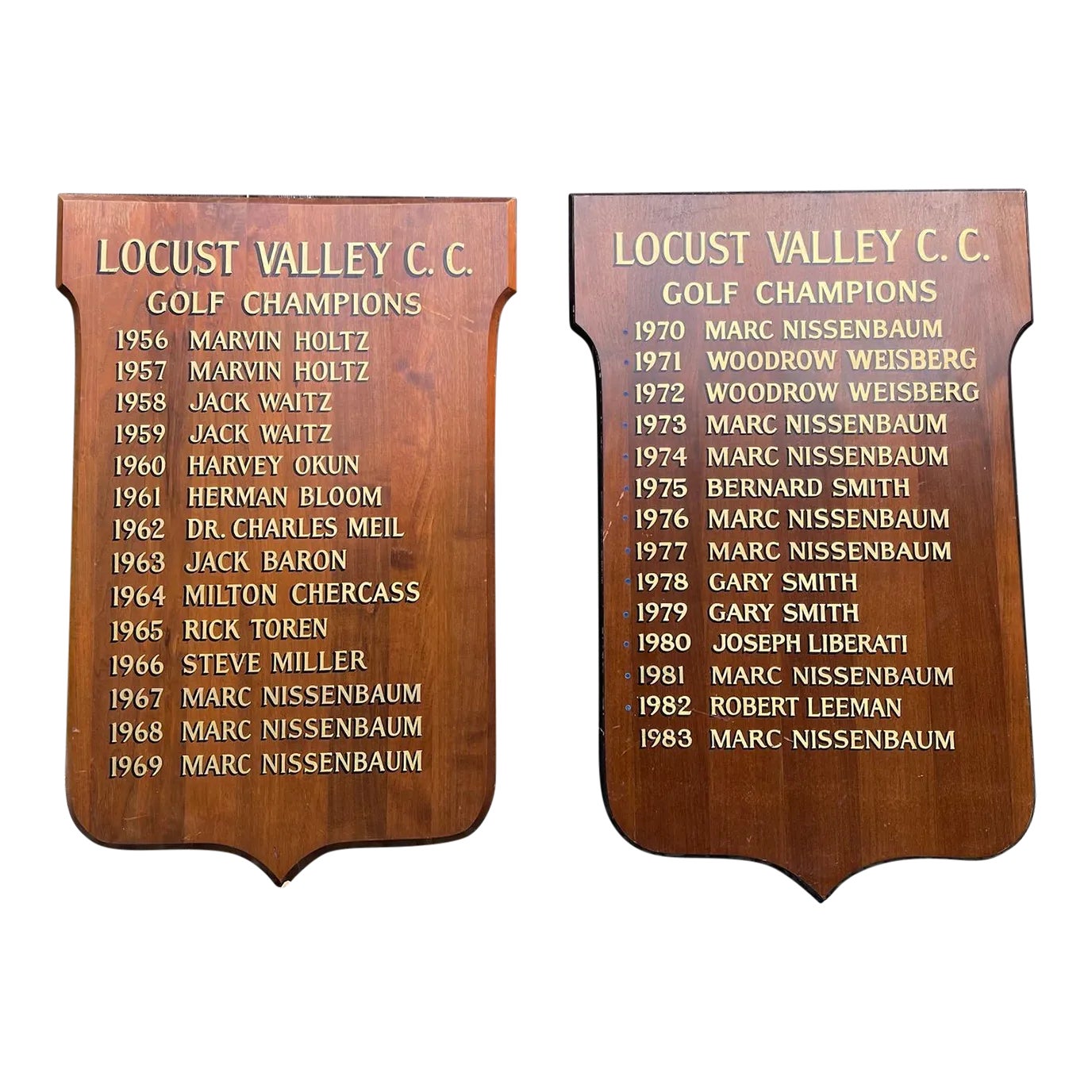 1950 Vintage Golf Country Club Plaques Painted on Wood Locust Valley ...