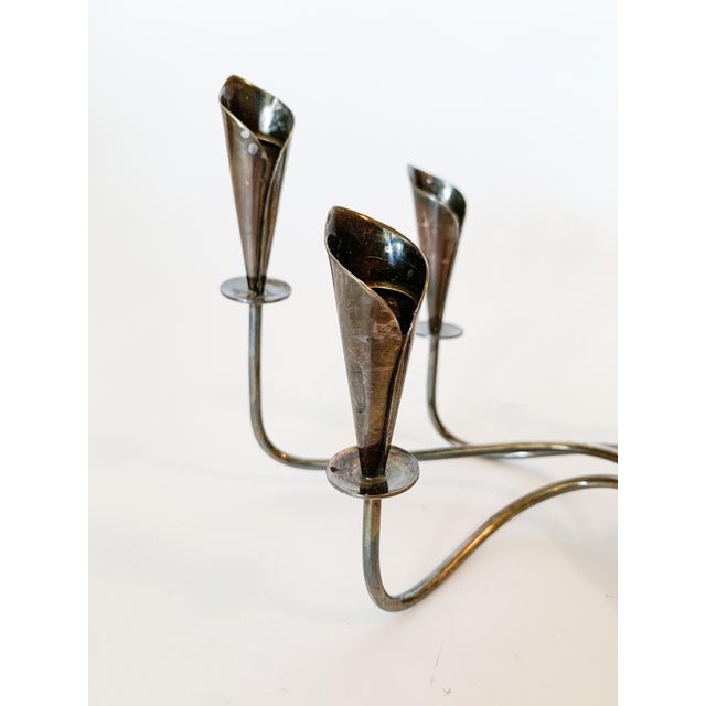 Mid Century Danish Hans Jensen Silver Calla Lily Candelabra | Chairish