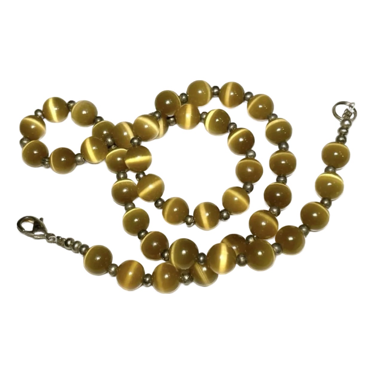 Mid 20th Century Cat's Eye (Chrysoberyl) - Silver - Necklace ...