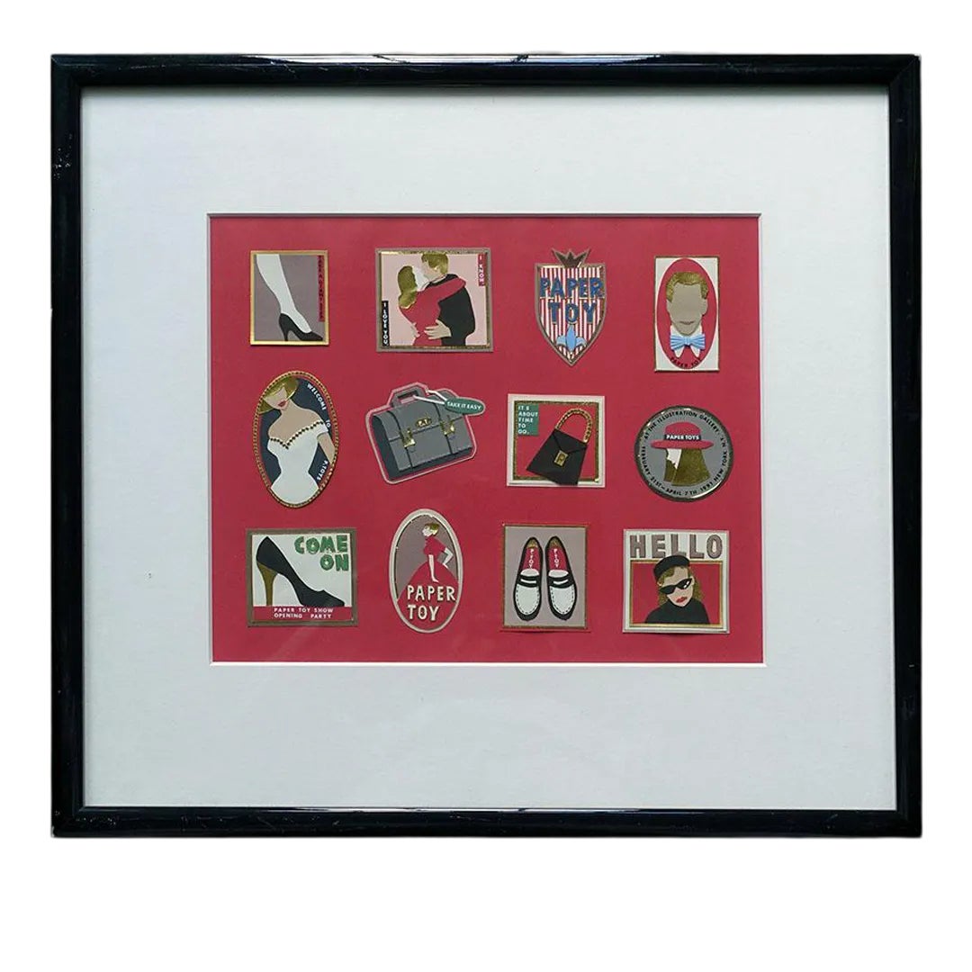 1990s "The Great Paper Toy Show" Collage by Makiko Azakami, Framed ...