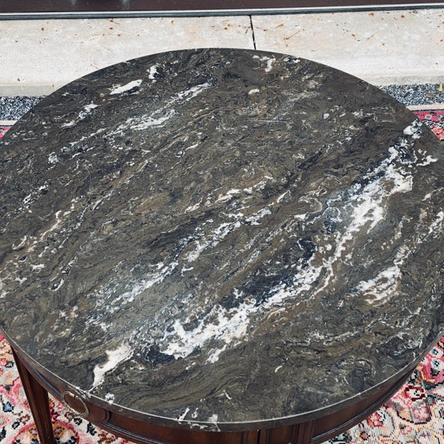 Vintage Drexel French Louis XVI Round Side Table With Marble Top ...